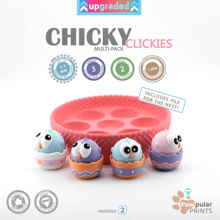 3D Printable Chicky Clickies, Fidget Keychain [Private Use Only] by ...