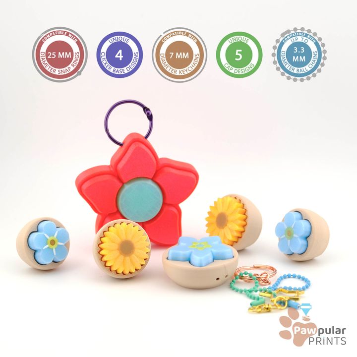 3D Printable Flower Power Multi-Pack - Fidget Keychain [Private Use ...