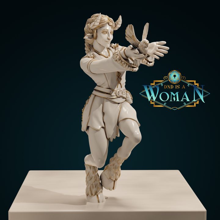 3D Printable Satyr Druid - Alina - 28/32mm and 75mm by DnD is a Woman