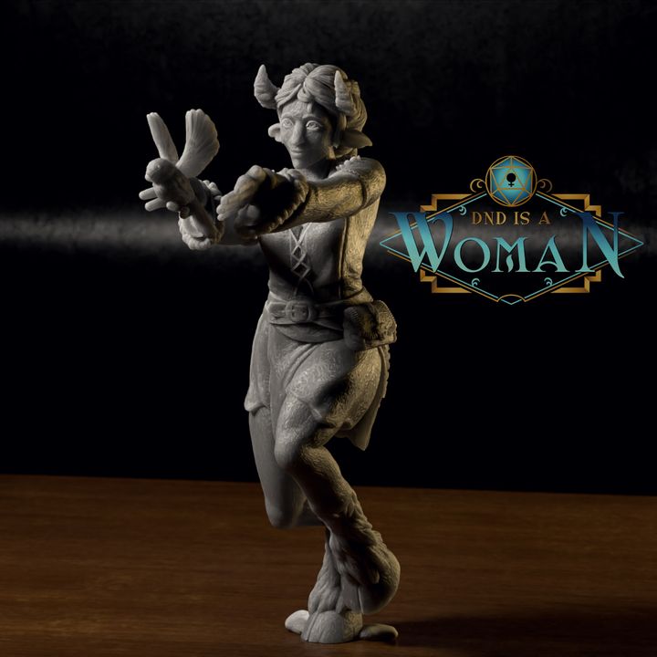 3D Printable Satyr Druid - Alina - 28/32mm and 75mm by DnD is a Woman