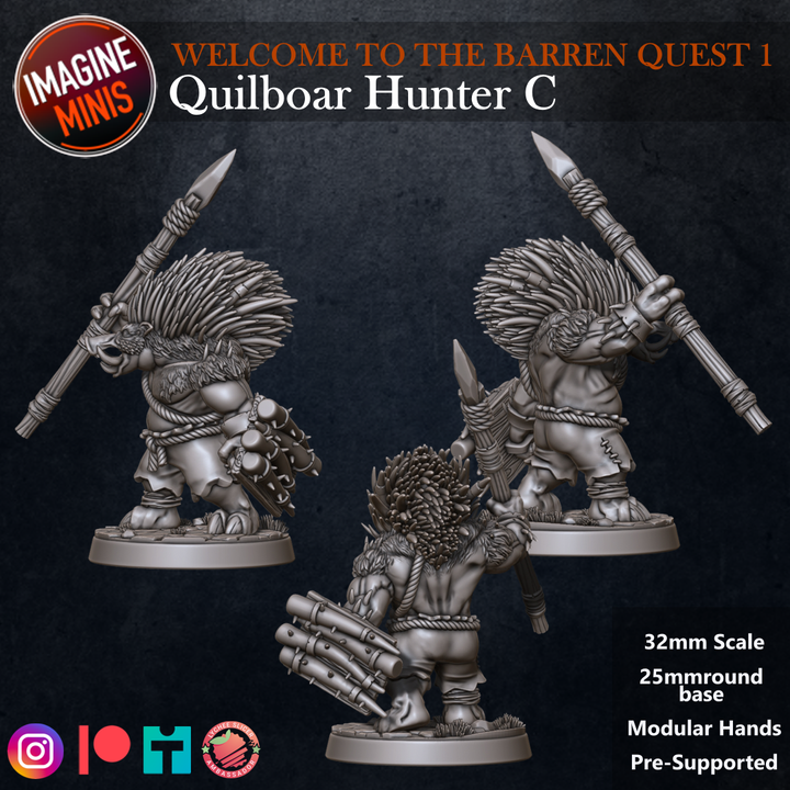 3D Printable Welcome to the Barrens Quest 1 - Quilboar Hunter C by ...