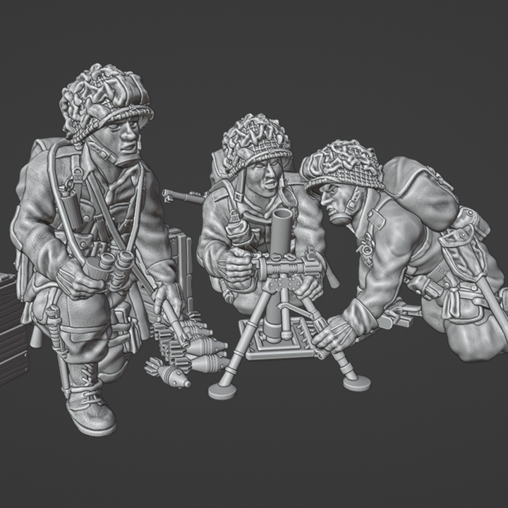 3D Printable 28mm US paratroopers, M2 Light Mortar and crew by Colonel ...