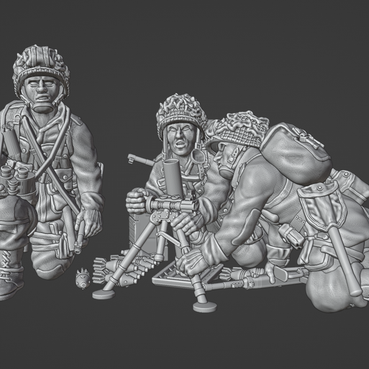 3D Printable 28mm US paratroopers, M2 Light Mortar and crew by Colonel ...
