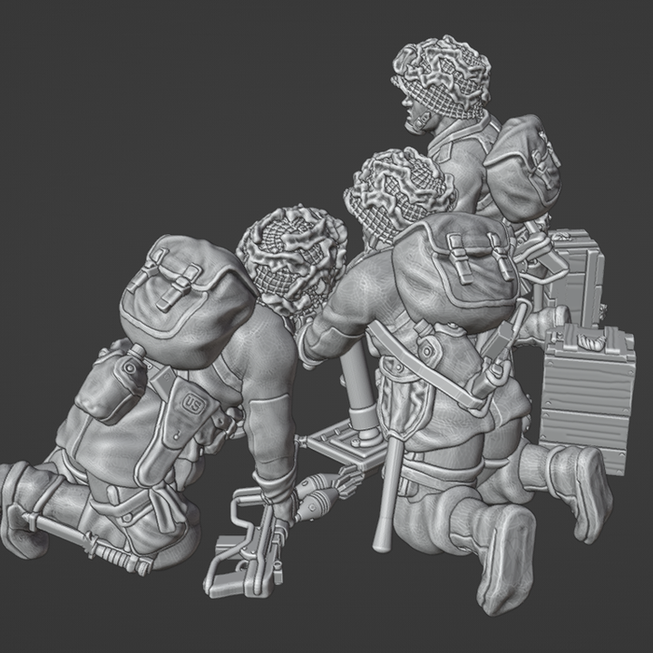 3D Printable 28mm US paratroopers, M2 Light Mortar and crew by Colonel ...