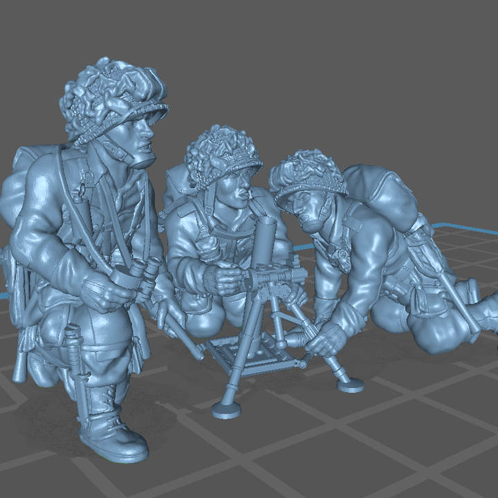 3D Printable 28mm US paratroopers, M2 Light Mortar and crew by Colonel ...
