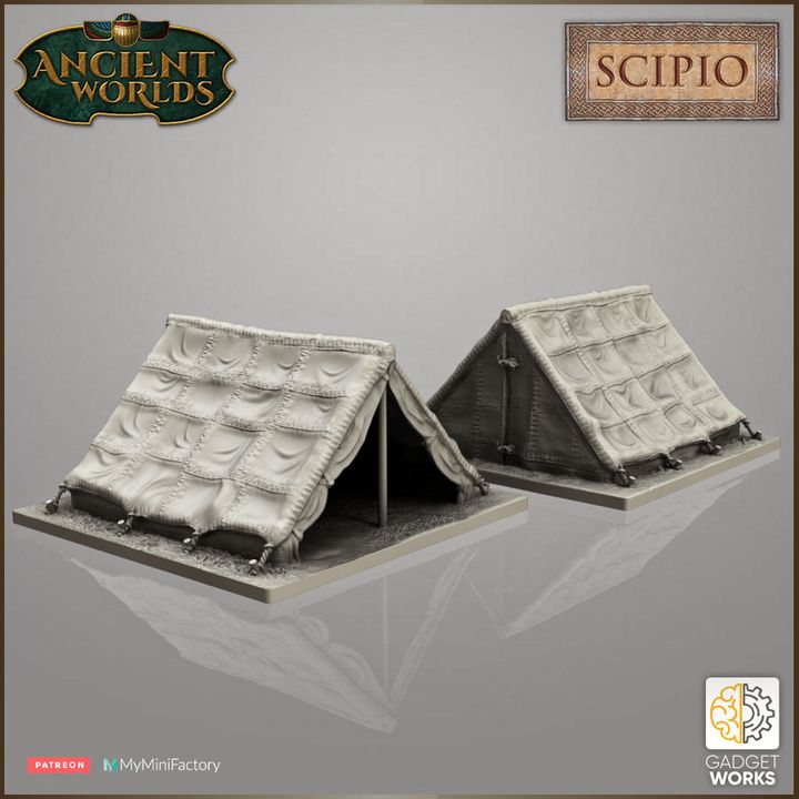 3D Printable Roman Legion Tents - Closed and Open by Gadgetworks