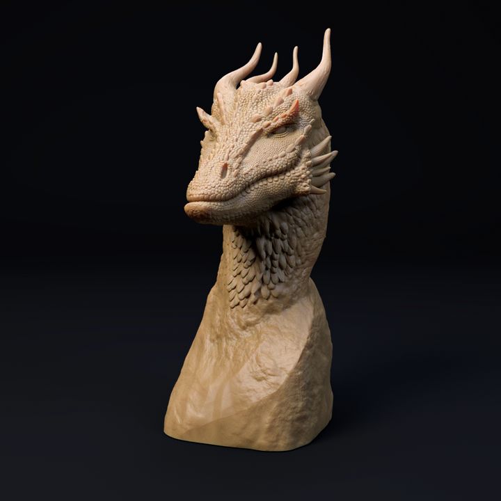 3D Printable Wise dragon bust - pre supported by Dino and Dog