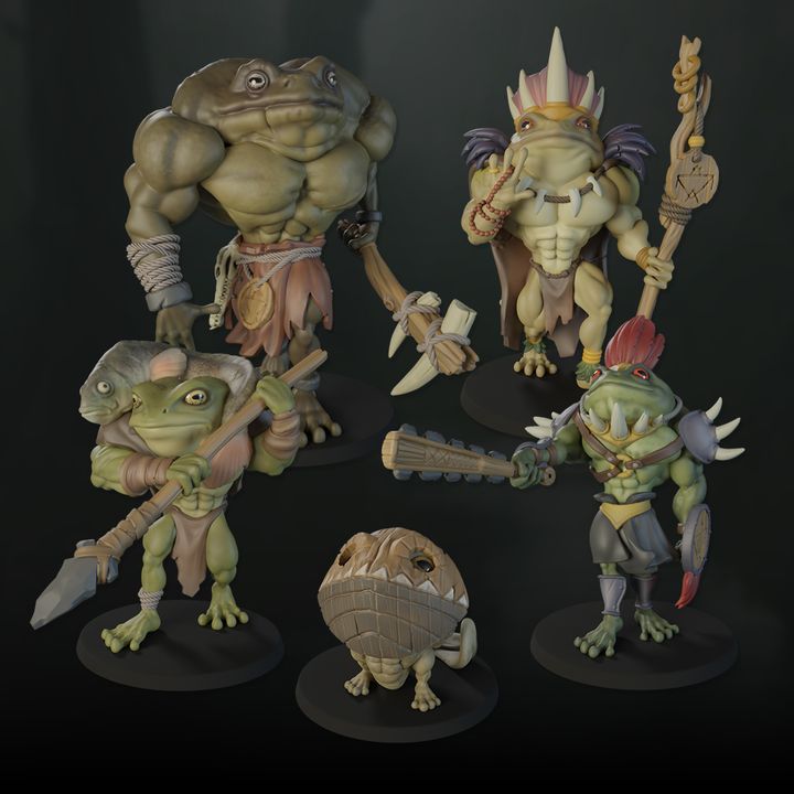 3D Printable Tribal frogfolk pack by Built Bird