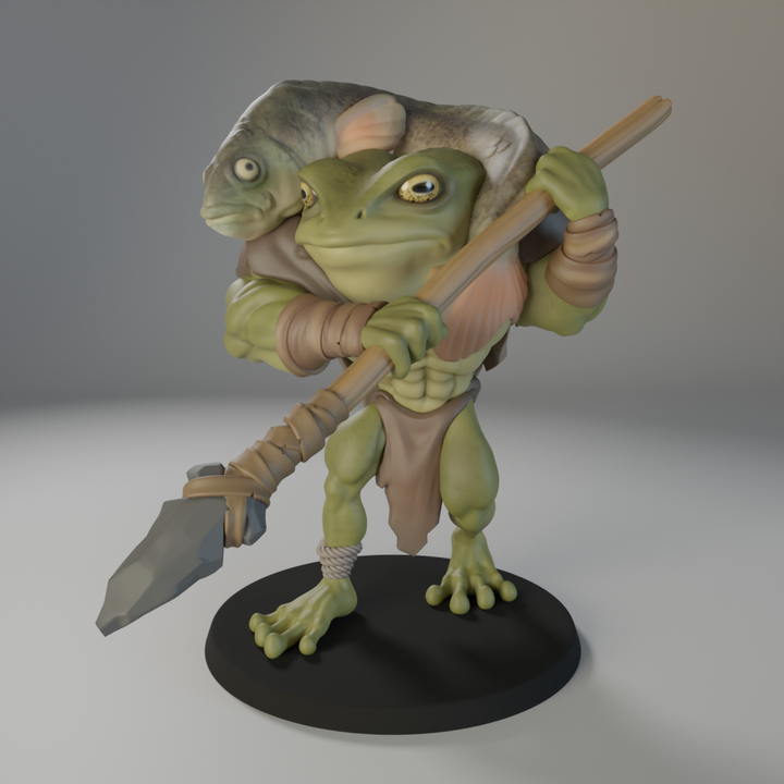 3D Printable Frogfolk Spearman by Built Bird