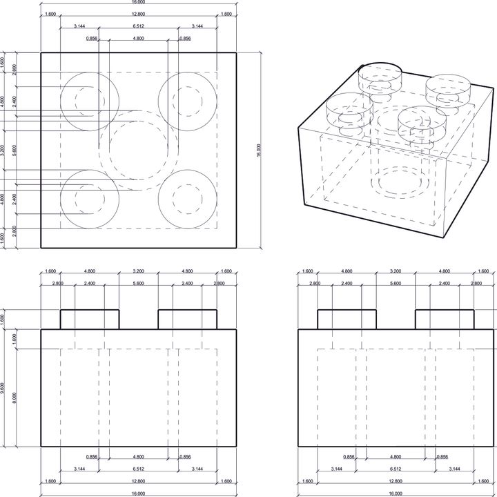 3D Printable LEGO Brick - 2X2 by VLAD-MARIUS