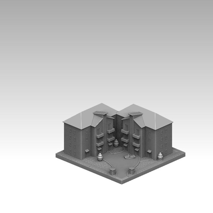 3D Printable SimCity 2000 Apartments 4 by Sharedog Miniatures