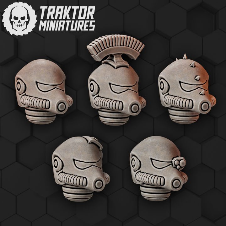3D Printable Mk Hex Perfidus Helmets by Traktor Miniatures