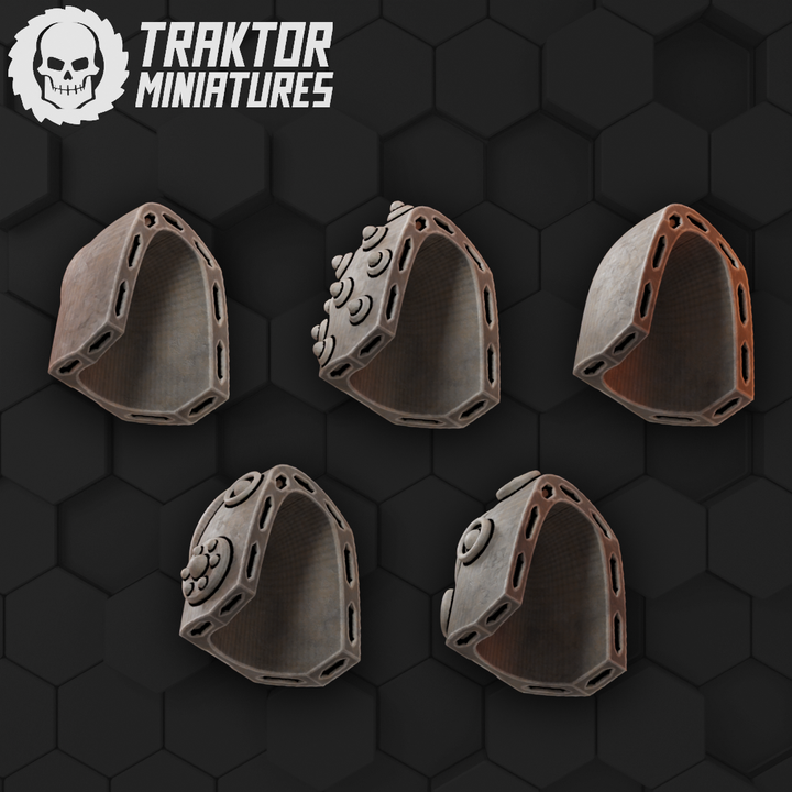 3D Printable Mk Hex Perfidus Shoulder Pads by Traktor Miniatures
