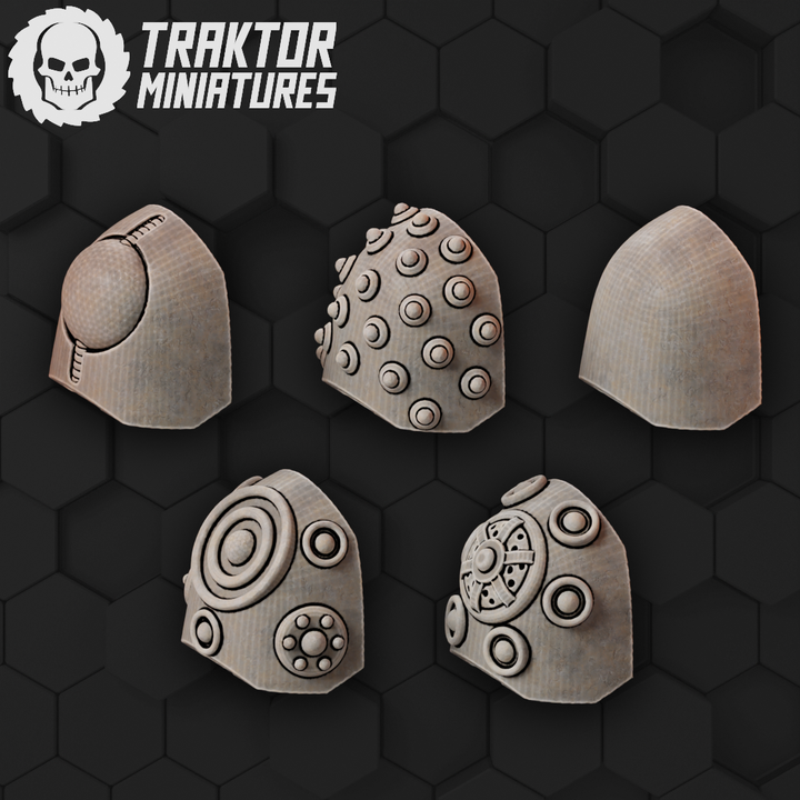 3D Printable Mk Hex Perfidus Shoulder Pads by Traktor Miniatures
