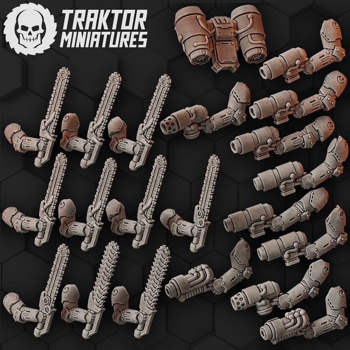 3D Printable Mk Hex Perfidus Striker Weapons by Traktor Miniatures