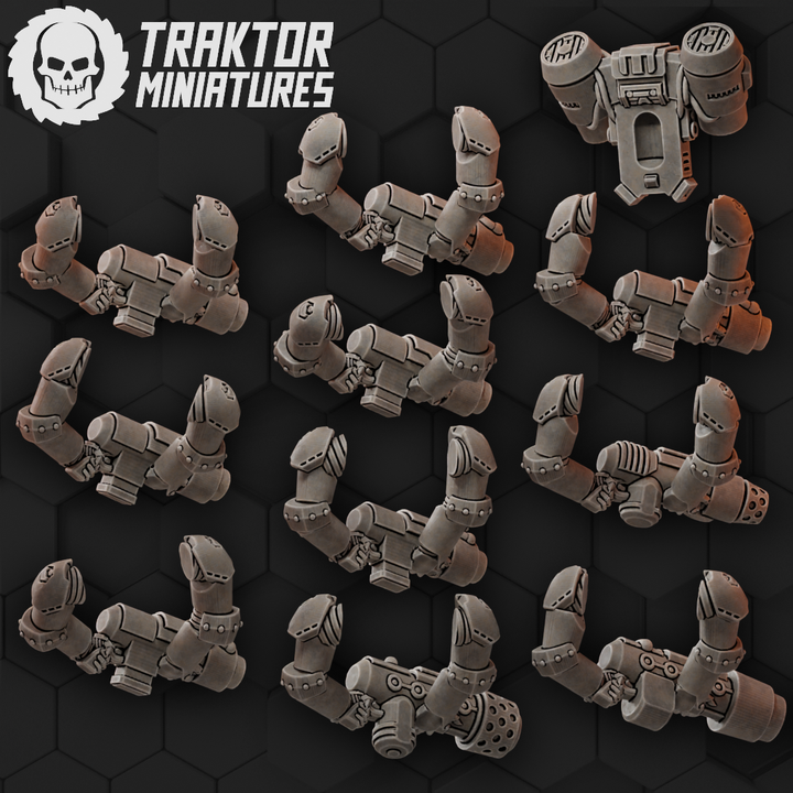 3D Printable Mk Hex Perfidus Gunner Weapons by Traktor Miniatures
