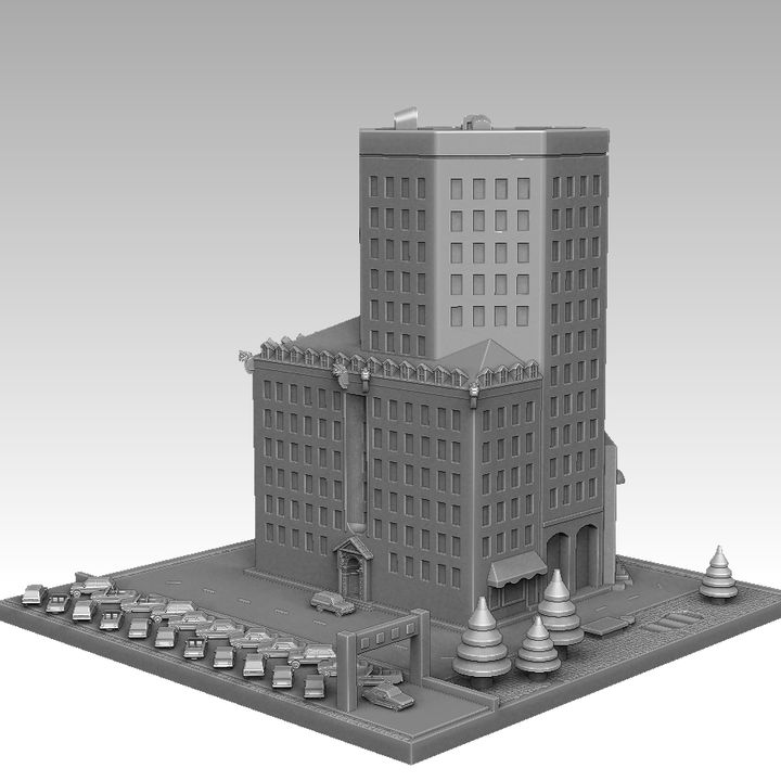3D Printable SimCity 2000 Apartment Tower by Sharedog Miniatures