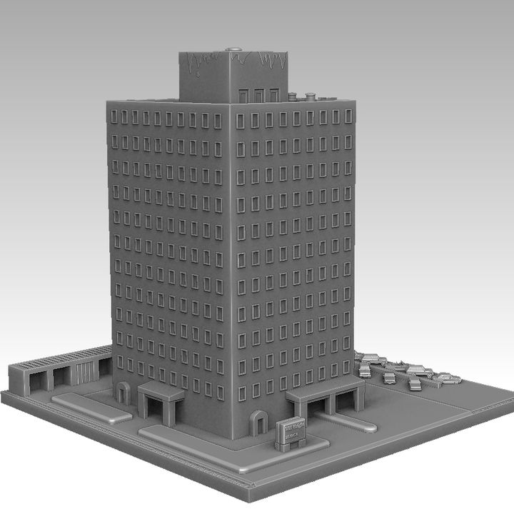 3D Printable SimCity 2000 Apartment Tower 2 by Sharedog Miniatures