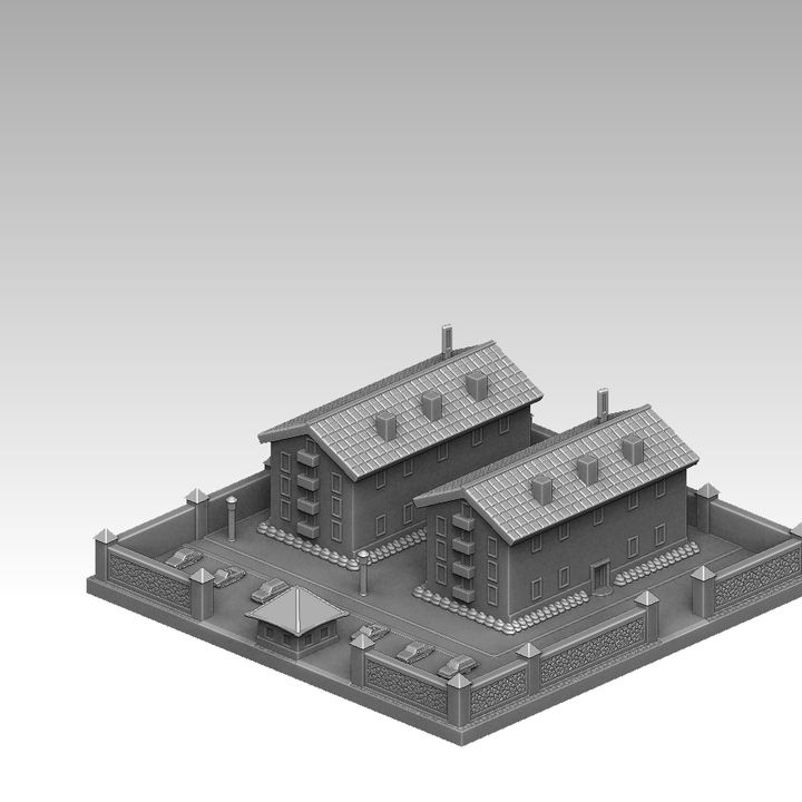 3D Printable SimCity 2000 Gated Community by Sharedog Miniatures