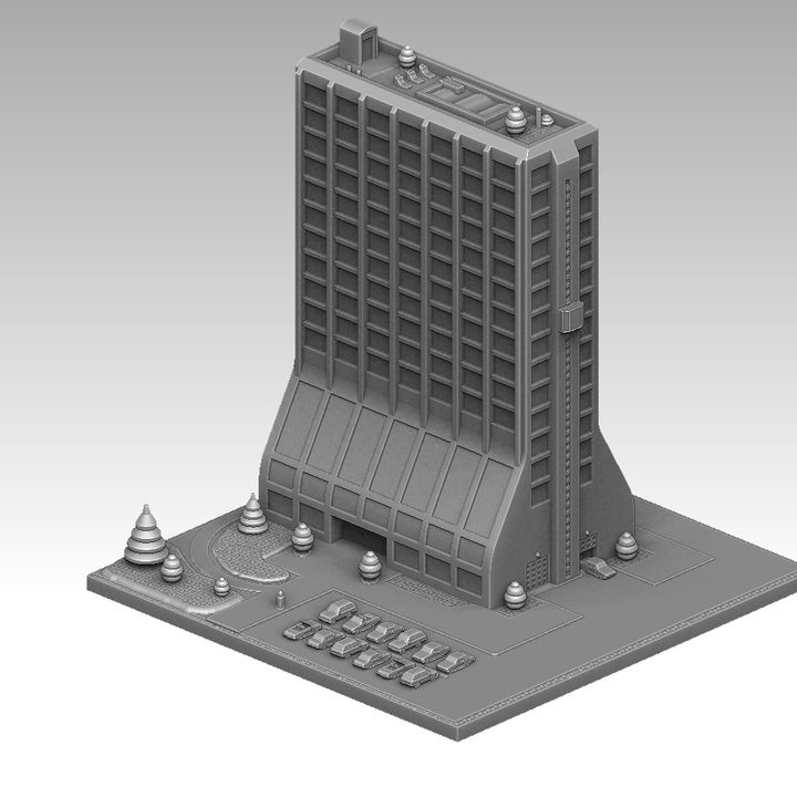 3D Printable SimCity 2000 Apartment Tower by Sharedog Miniatures