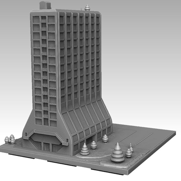 3D Printable SimCity 2000 Apartment Tower by Sharedog Miniatures
