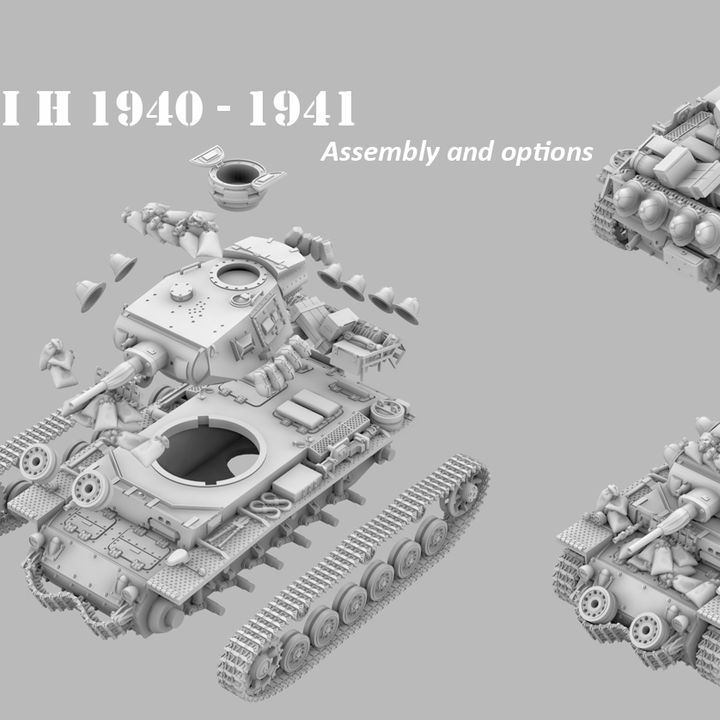3D Printable Panzer III H 1940-41 European and DAK by Counlane Models
