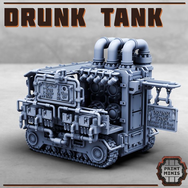 3D Printable Drunk Tank w/ Bar Keeper by Print Minis