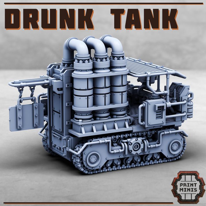 3D Printable Drunk Tank w/ Bar Keeper by Print Minis
