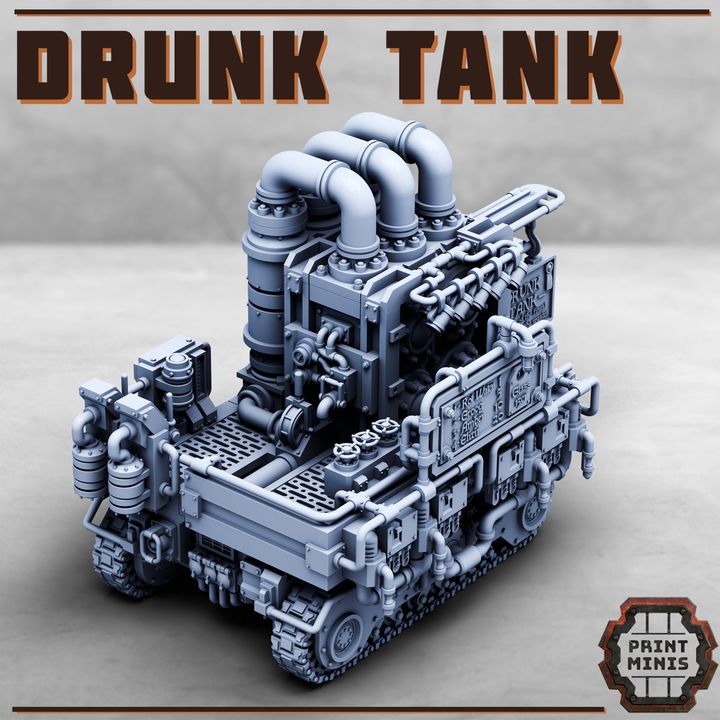 3D Printable Drunk Tank w/ Bar Keeper by Print Minis