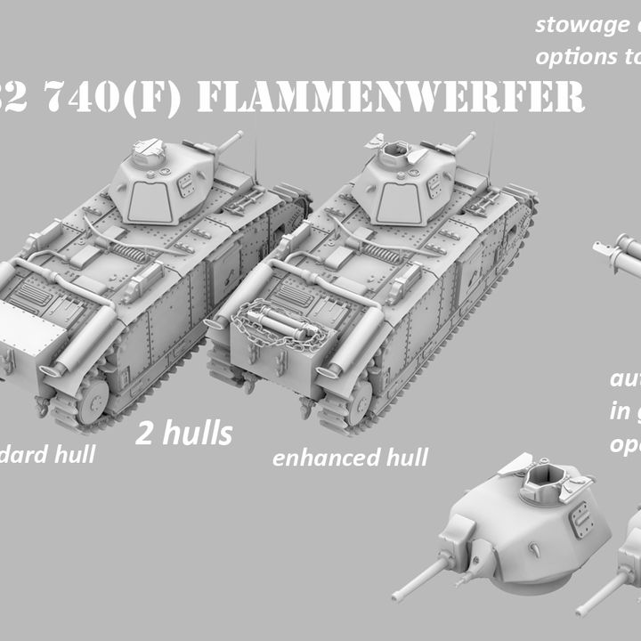 3D Printable Pzkpfw B2 740(f) Flammenwerfer by Counlane Models