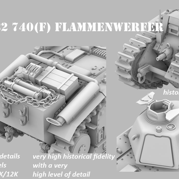3D Printable Pzkpfw B2 740(f) Flammenwerfer by Counlane Models