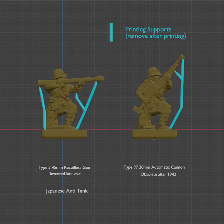 3D Printable WW2 Japanese Pacific SWA 15mm Scale by Andy at MeepleForge