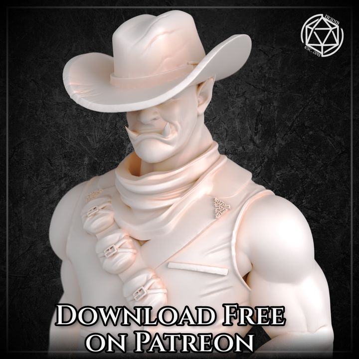 3D Printable Half-Orc Sheriff Gunslinger by M3DM