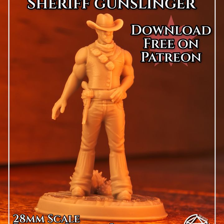 3D Printable Half-Orc Sheriff Gunslinger by M3DM