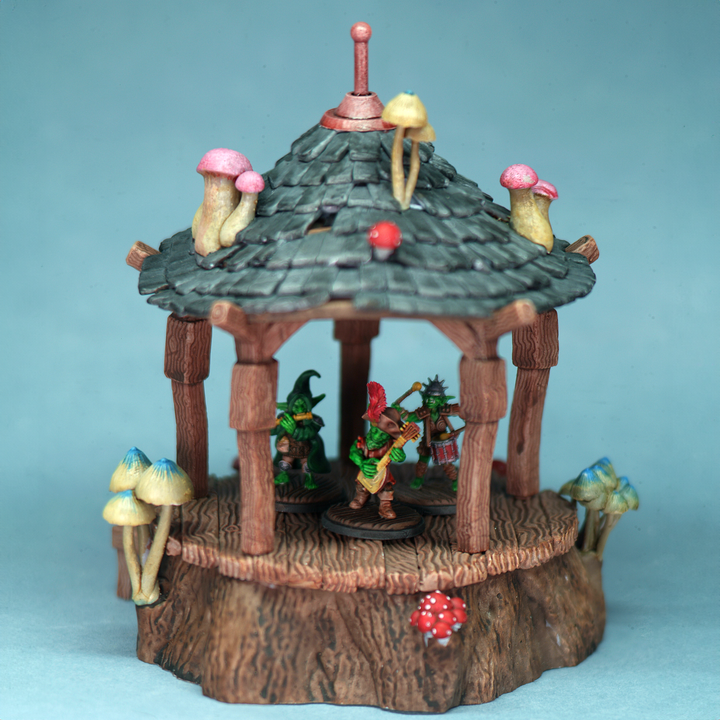 3D Printable Goblin Bandstand with 3 Goblin Musicians by Medusa Miniatures