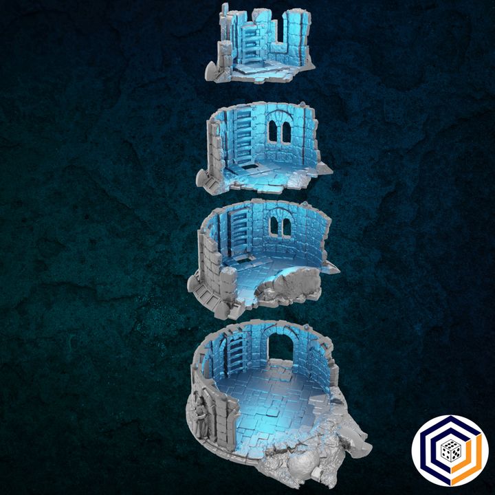 3D Printable Tower Ruined ~ Kingdom of Tor Ithilas by Conquest Creations