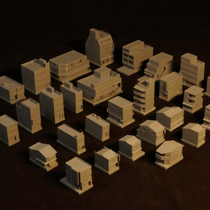 3D Printable "Mini Table City - Japan" Shop Model Set by VeryCell