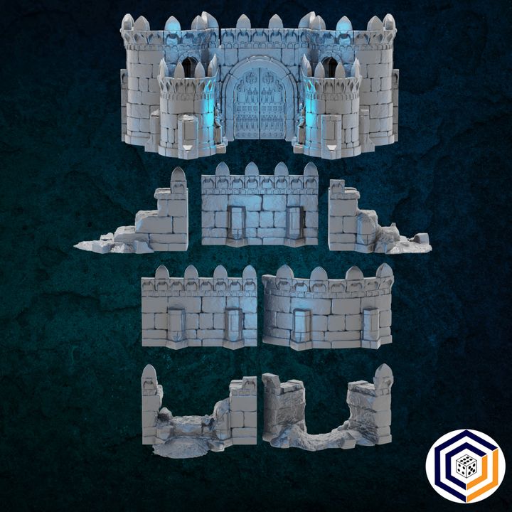 3D Printable Wall and Gate ~ Kingdom of Tor Ithilas by Conquest Creations