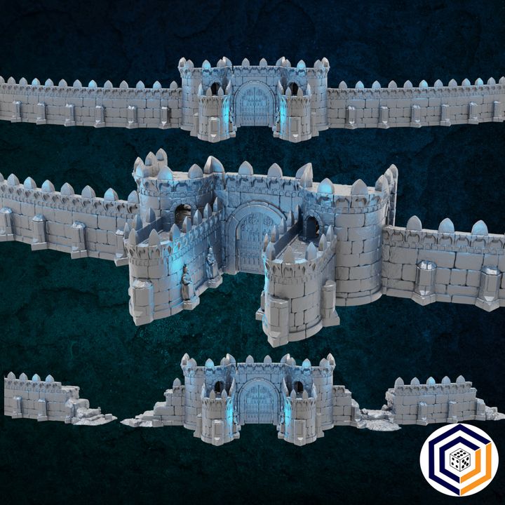 3D Printable Wall and Gate ~ Kingdom of Tor Ithilas by Conquest Creations