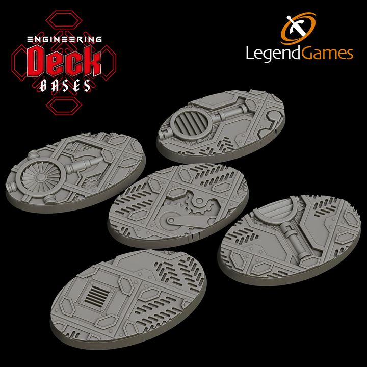 3D Printable LegendGames 60mm x 35mm Engineering Deck Bases - Oval ...