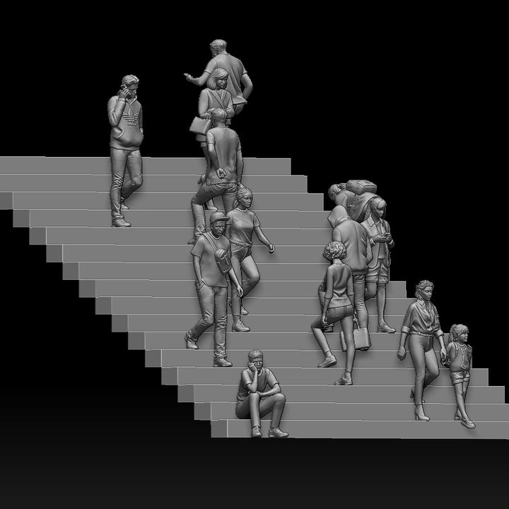 3D Printable PEOPLE ON STAIRS by 3Dimontis