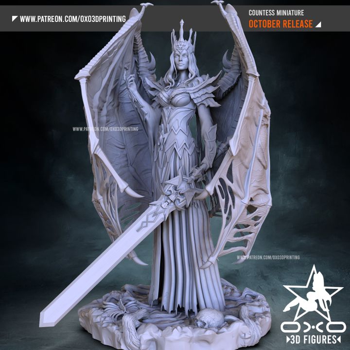 3D Printable Countess Miniature Tabletop Figure by OXO3D Figures