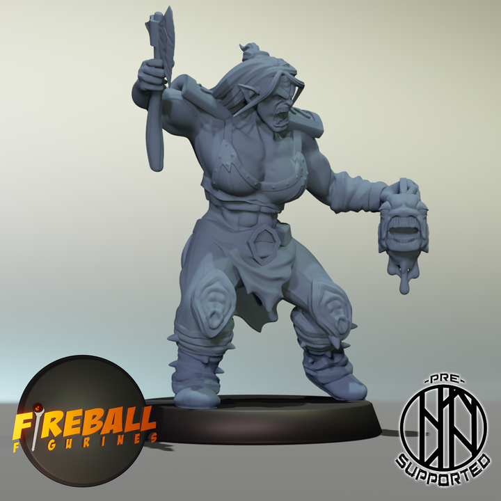 3D Printable Grymhilde, Female Ork Barbarian Berserker by Fireball ...