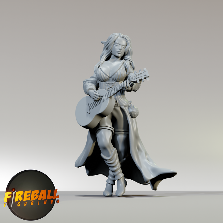 3D Printable Seren, Female Half-Elf Bard by Fireball Figurines