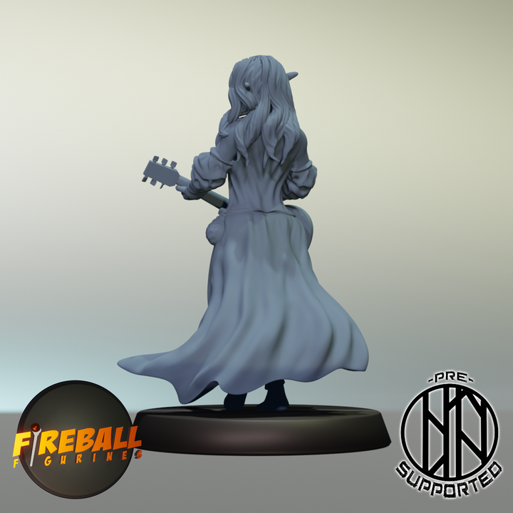 3D Printable Seren, Female Half-Elf Bard by Fireball Figurines