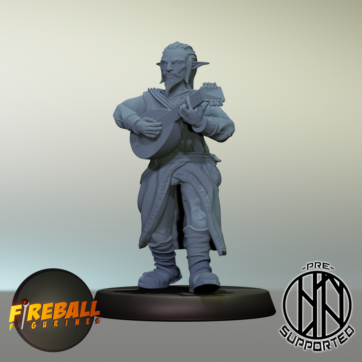 3D Printable Elion, Male Half-Elf Bard by Fireball Figurines