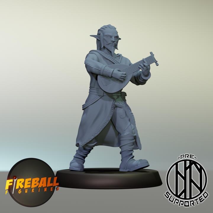 3D Printable Elion, Male Half-Elf Bard by Fireball Figurines