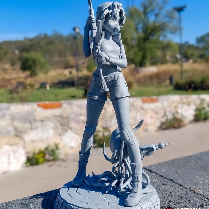3D Printable Blond Commando Girl by Azerama