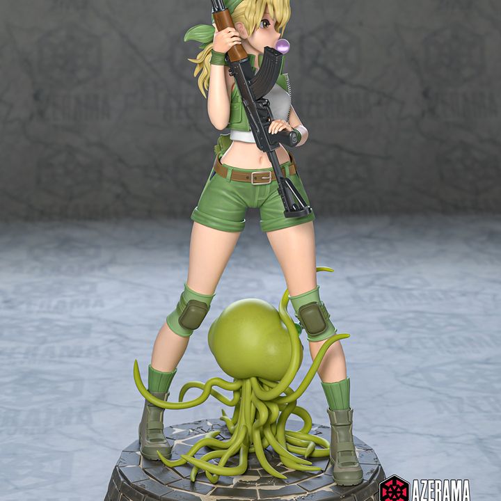 3D Printable Blond Commando Girl by Azerama