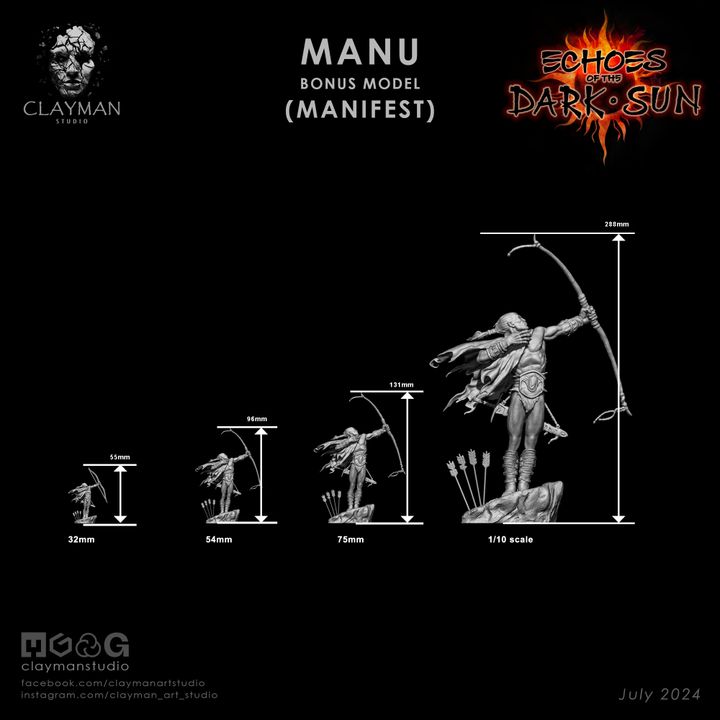 3D Printable Manu - 32mm - 75mm - 1/10 by Clayman Studio